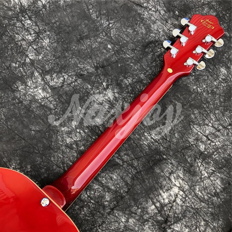 Grote Red Jazz Electric Guitar Semi-Hollow Body P90 Pickup Chrome ...
