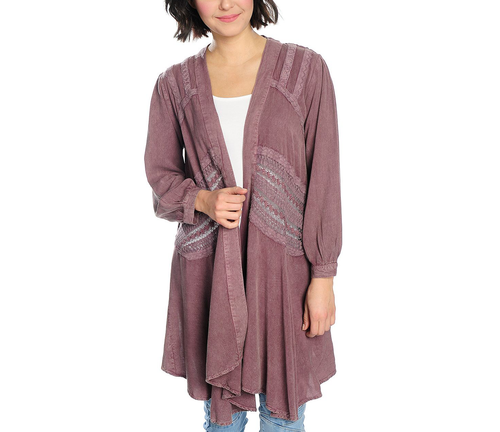 NEW Indigo Thread Co Woven Cascading Open Front Cardigan with Lace ...