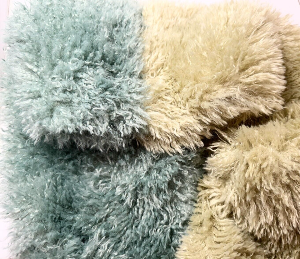 Anthropologie Green Teal & Light Beige Fluffy Colorblock Scarf New With ...