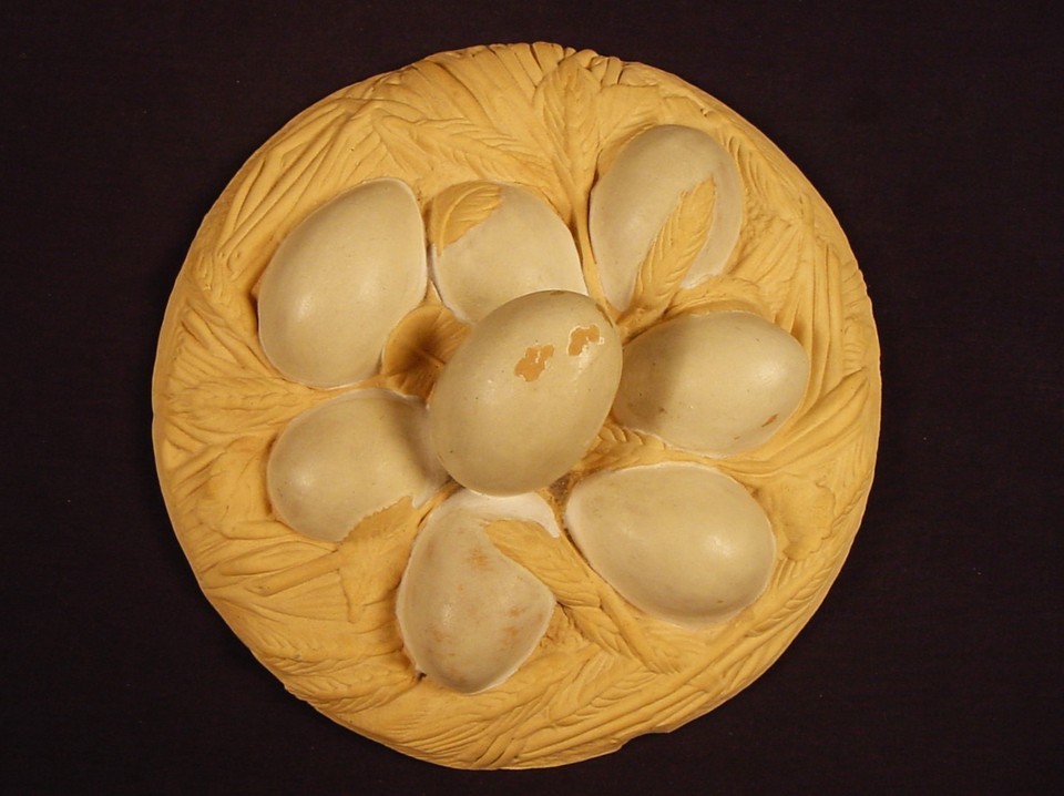 VERY RARE ANTIQUE GAME DISH w 8 CHICKEN EGGS CANE YELLOW WARE CANEWARE ...
