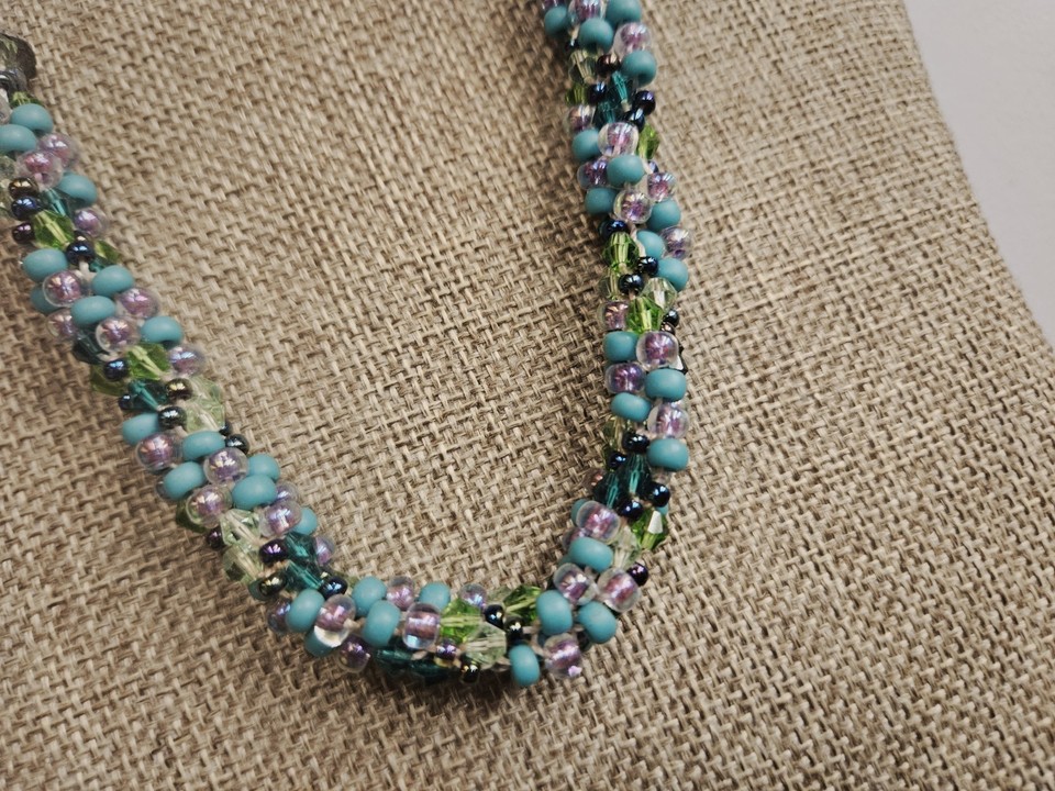 GLASS SEED BEAD MULTI COLOR TOGGLE CLOSURE BEADED NECKLACE | eBay