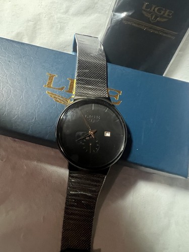 LIGE MENS WATCH "FOR DREAM" 1853 STAINLESS STEEL MOONPHASE WR ...