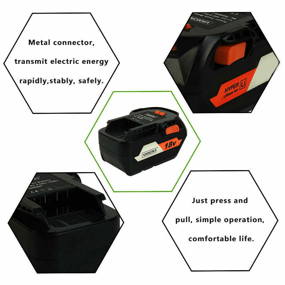 Battery for Ridgid R840085 Lithium Battery Rigid 18V 4.0Ah R840087 ...
