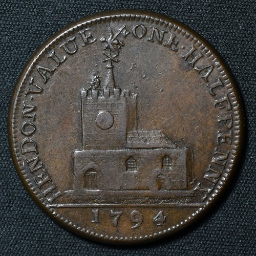 1794 Middlesex D&H 325, Price's Hendon Halfpenny Conder Token, Garrick ...