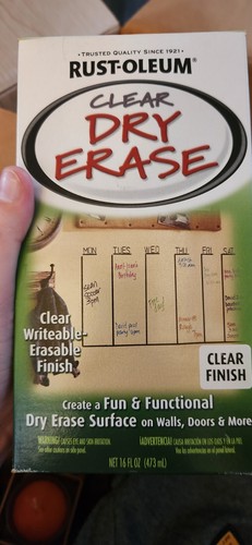 RUST-OLEUM 284637 Specialty DRY ERASE 16oz Clear PAINT KIT Covers 50 ...