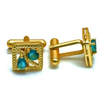 Blue Topaz Gemstone Handmade Man"s Copper Plated Cufflinks Jewelry CF ...