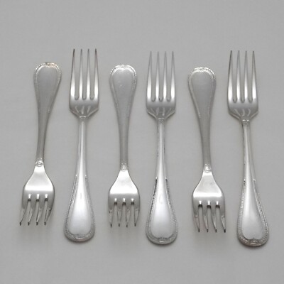 FRENCH LEAF Design Knightsbridge Silver Service Cutlery Six Dessert ...