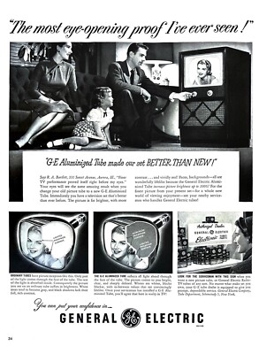 1951 GE TV Large Original Vintage Print Ad General Electric Television ...