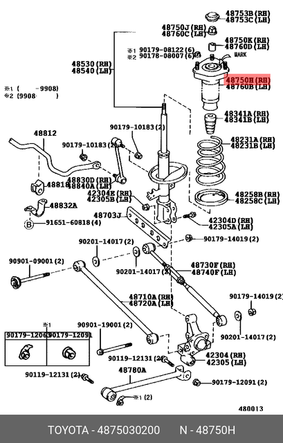 Original support assy rear suspension right 4875030200 for TOYOTA 48750 ...