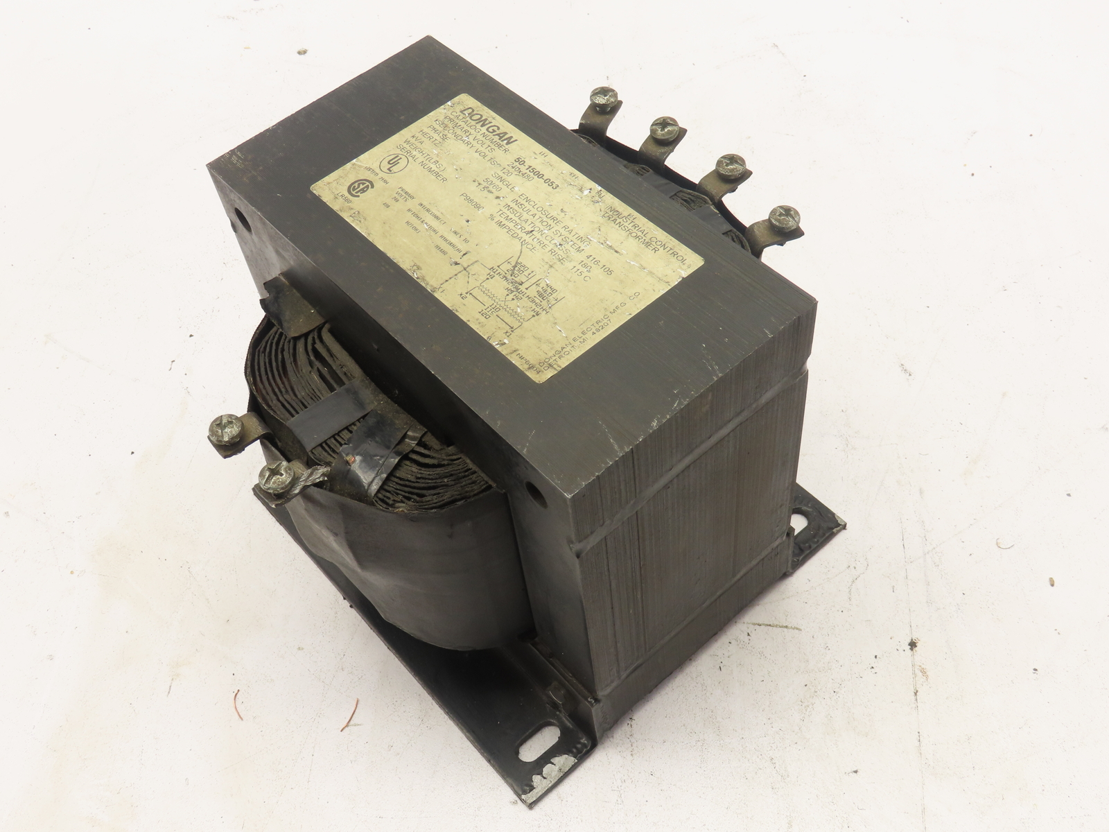 Dongan 50-1500-053 1.5KVA Dry Control Transformer 240/480 Pri 120V Sec ...