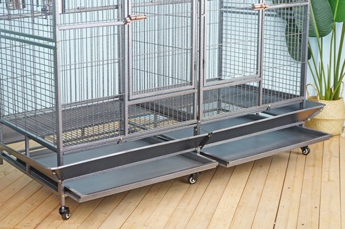 Double Bird Cage with center divider for Parrot Macaw Aviary ...