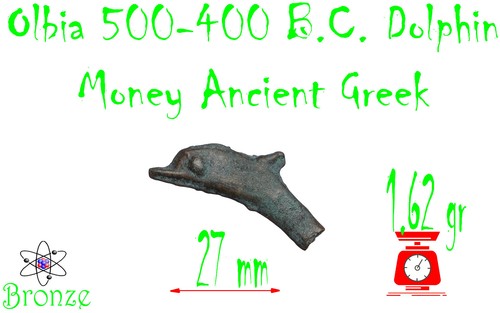 Ancient Greek Authentiq Bronze Coin Olbia 500-400 B.C. Dolphin #33447 ...