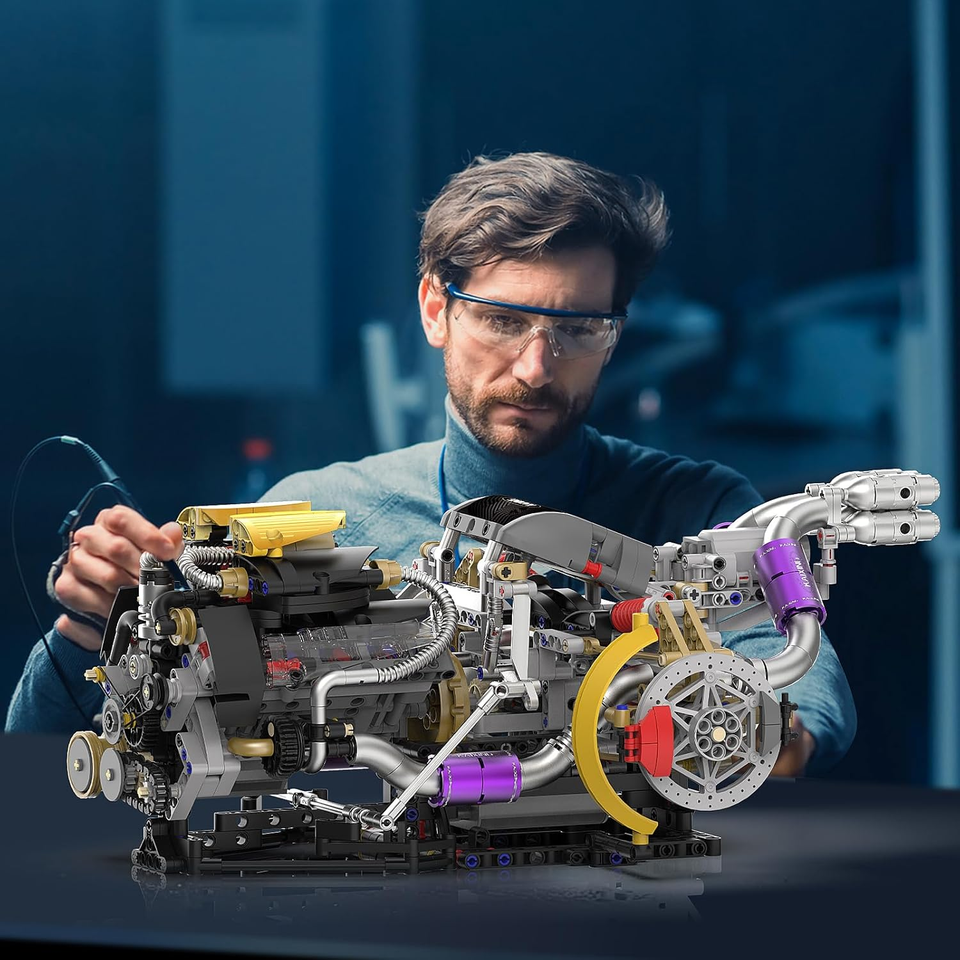 V8 Engine Model Kit with Lights & Spray - 1394 PCS Building Set for ...