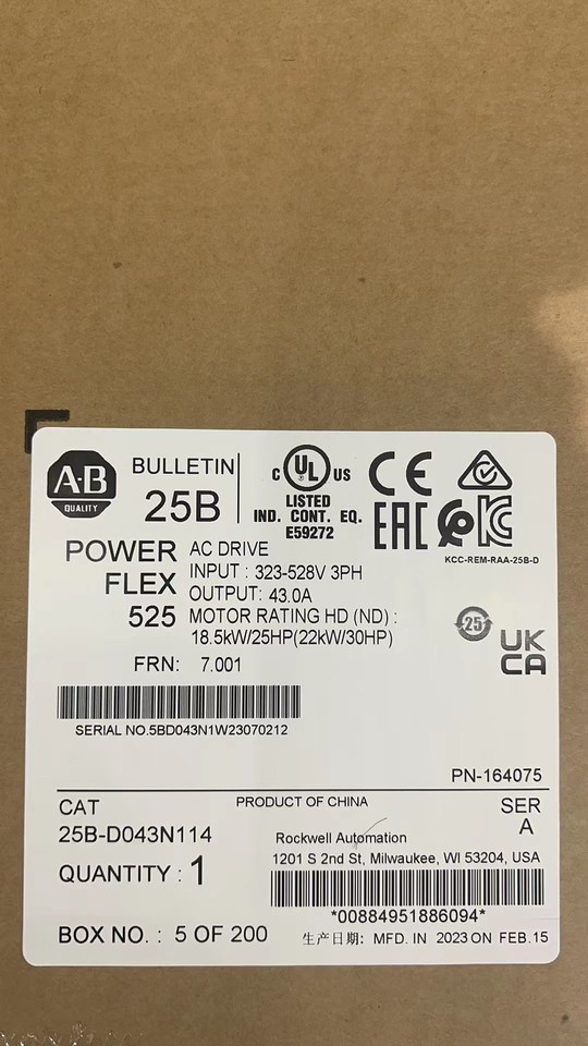 New AB 25B-D043N114 25BD043N114 AB 25BD043N114 PowerFlex 525 AC Drive ...