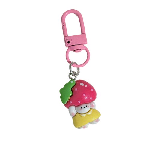 Sweet Cute Strawberry Rabbit Keyring Cartoon Bunny Keychain School Bag ...