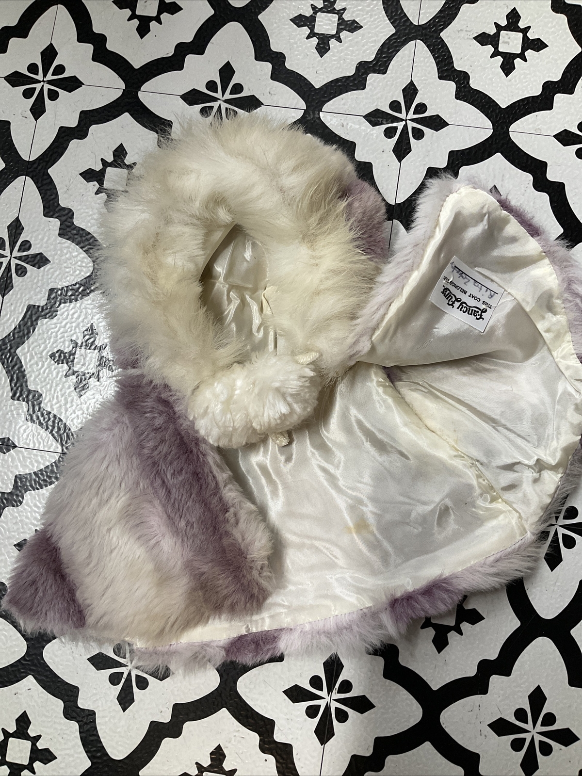 Vintage Fancy Furs Purple & White Faux Fur Doll Coat for Cabbage Patch ...