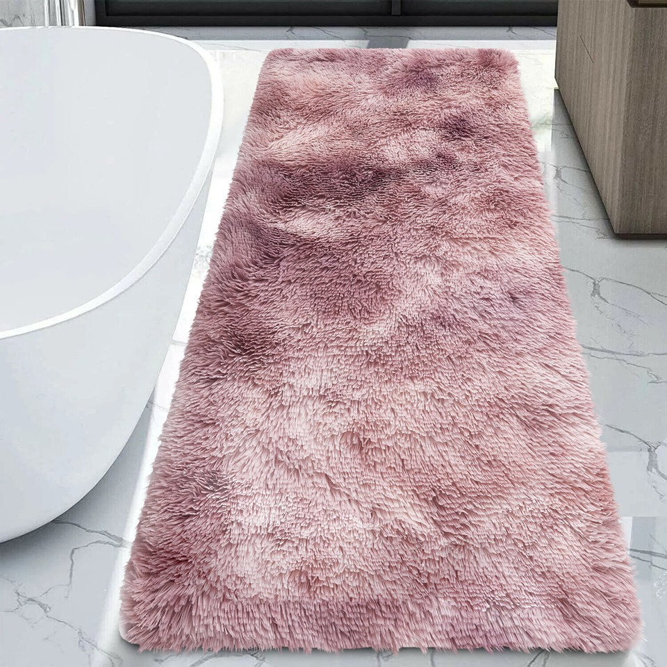 Extra Long Non Slip Shaggy Bath Mat Bathroom Rugs Super Soft Washable ...