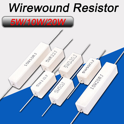 5W 10W 20W 5% Ceramic Cement Wirewound Resistor 0.05 Ohm to 10K Ohm | eBay