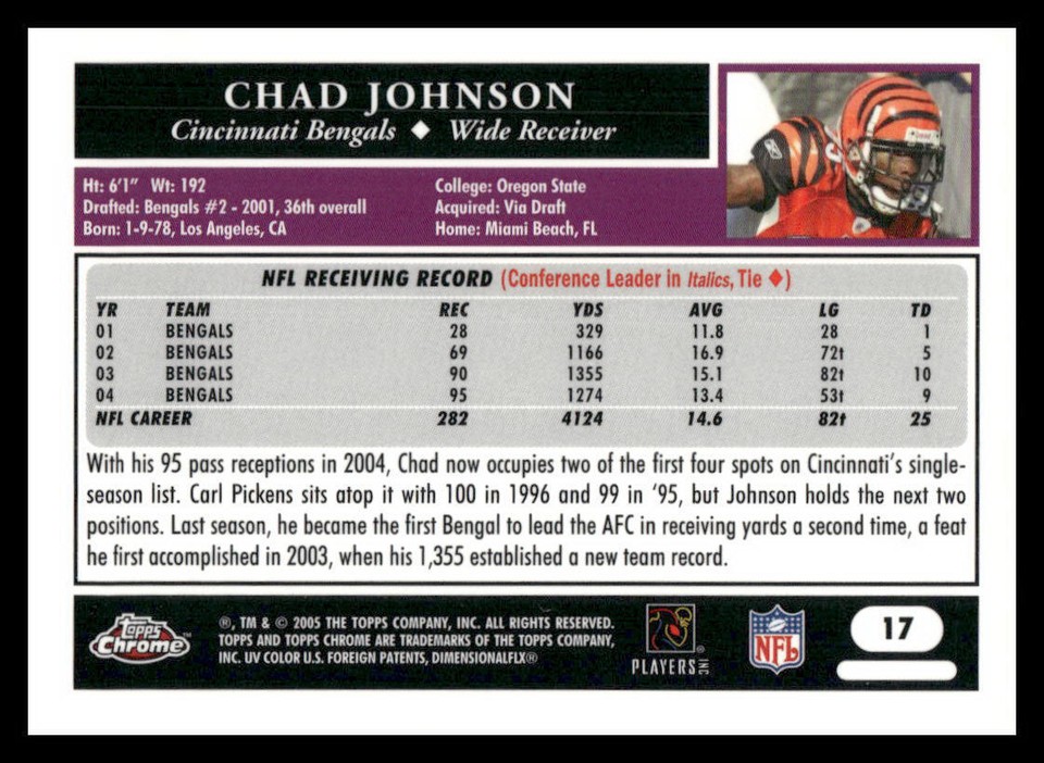 2005 Topps Chrome Chad Johnson #17 | eBay