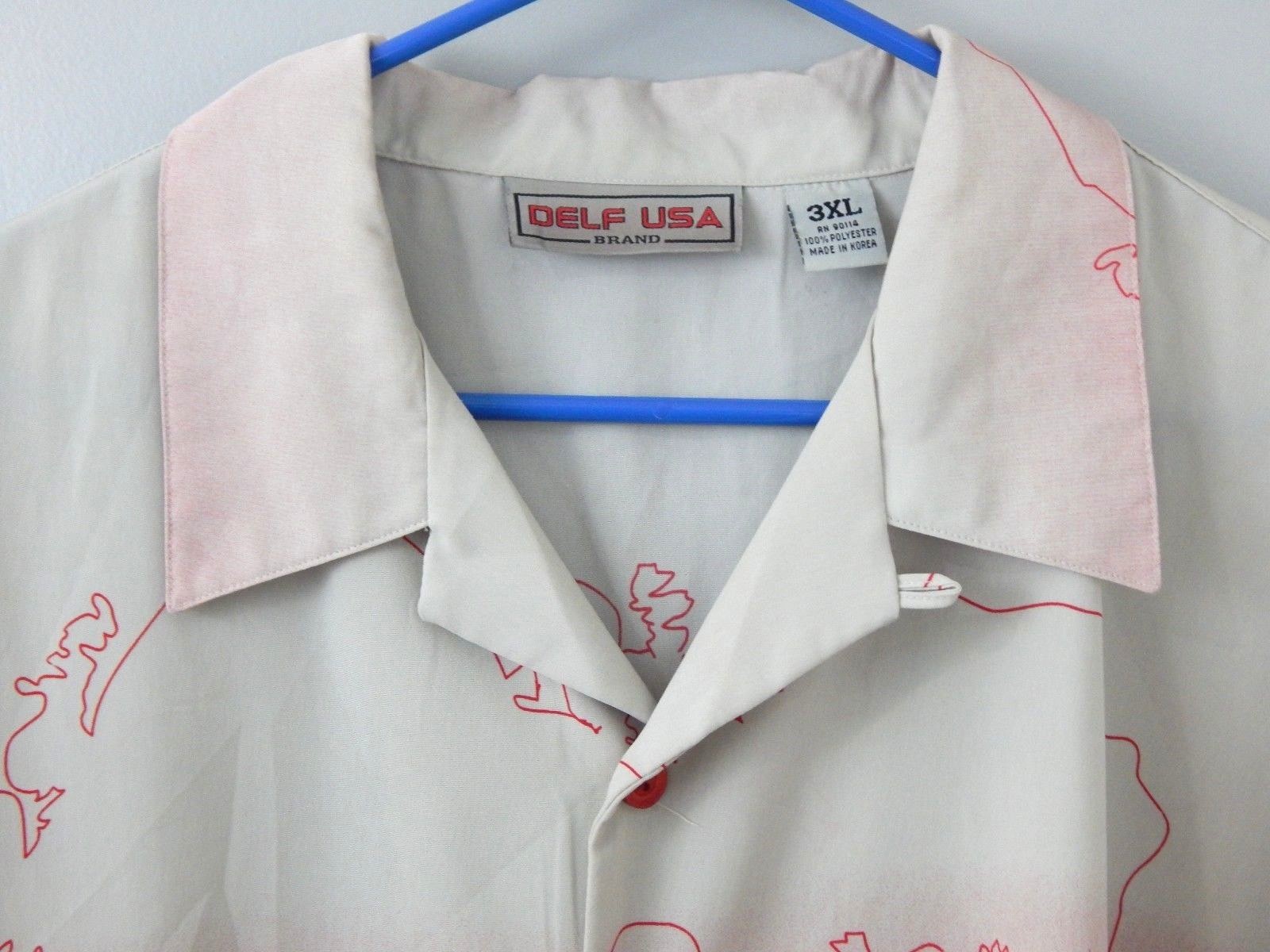 Delf USA Multi-Color Design Short Sleeve Button Shirt Size 3XL | eBay
