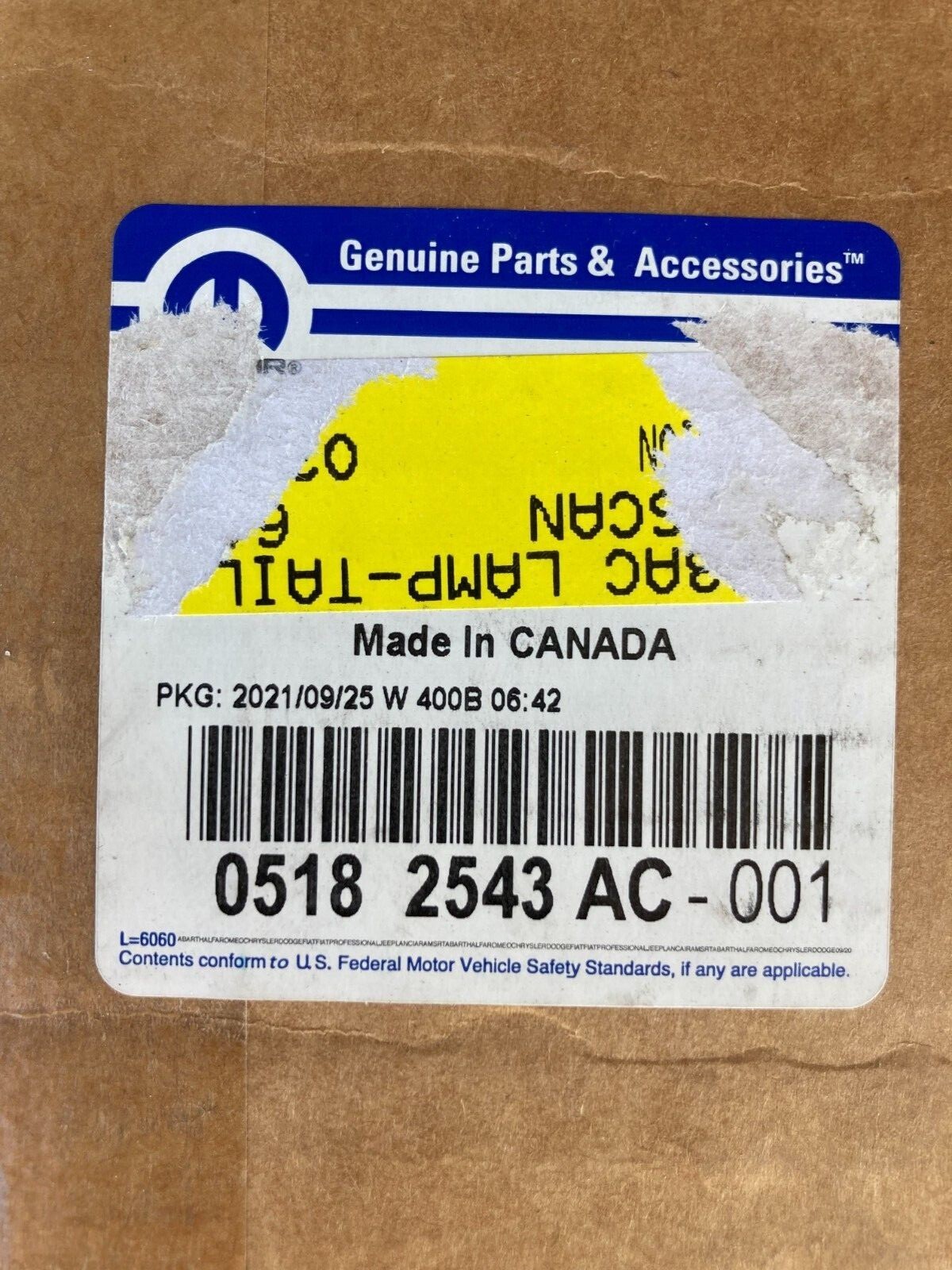 5182543AC 2011-13 Mopar Jeep Compass/Patriot MK Drivers Side Tail Lamp ...
