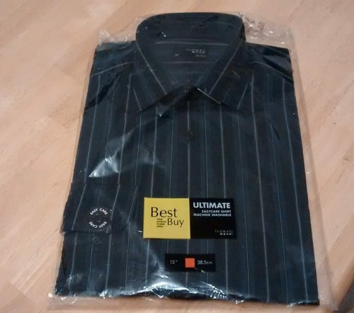 Thomas Nash easy care Navy and black long sleeved striped men's shirt ...