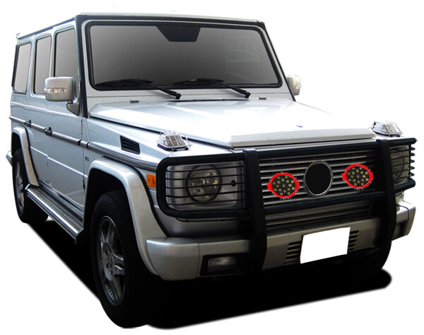 Black Horse PGBZA008A-PLR Grille Guard w/7.0" RED LED for G55 AMG/G500 ...