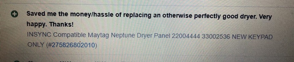 INSYNC Compatible Maytag Neptune Dryer Panel 22004444 33002536 NEW ...