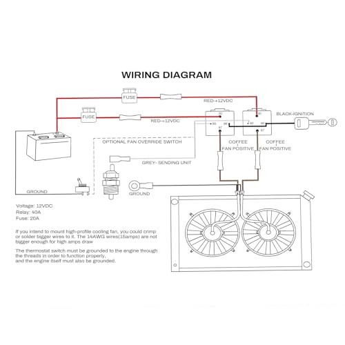 12V 40AMP Dual Electric Fan Relay Kit Radiator Cooling Fan Relay Wiring ...