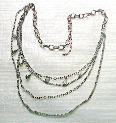 Vintage Jewelry Chains 4 Strand Chain Necklace Clear Settings Fashion ...