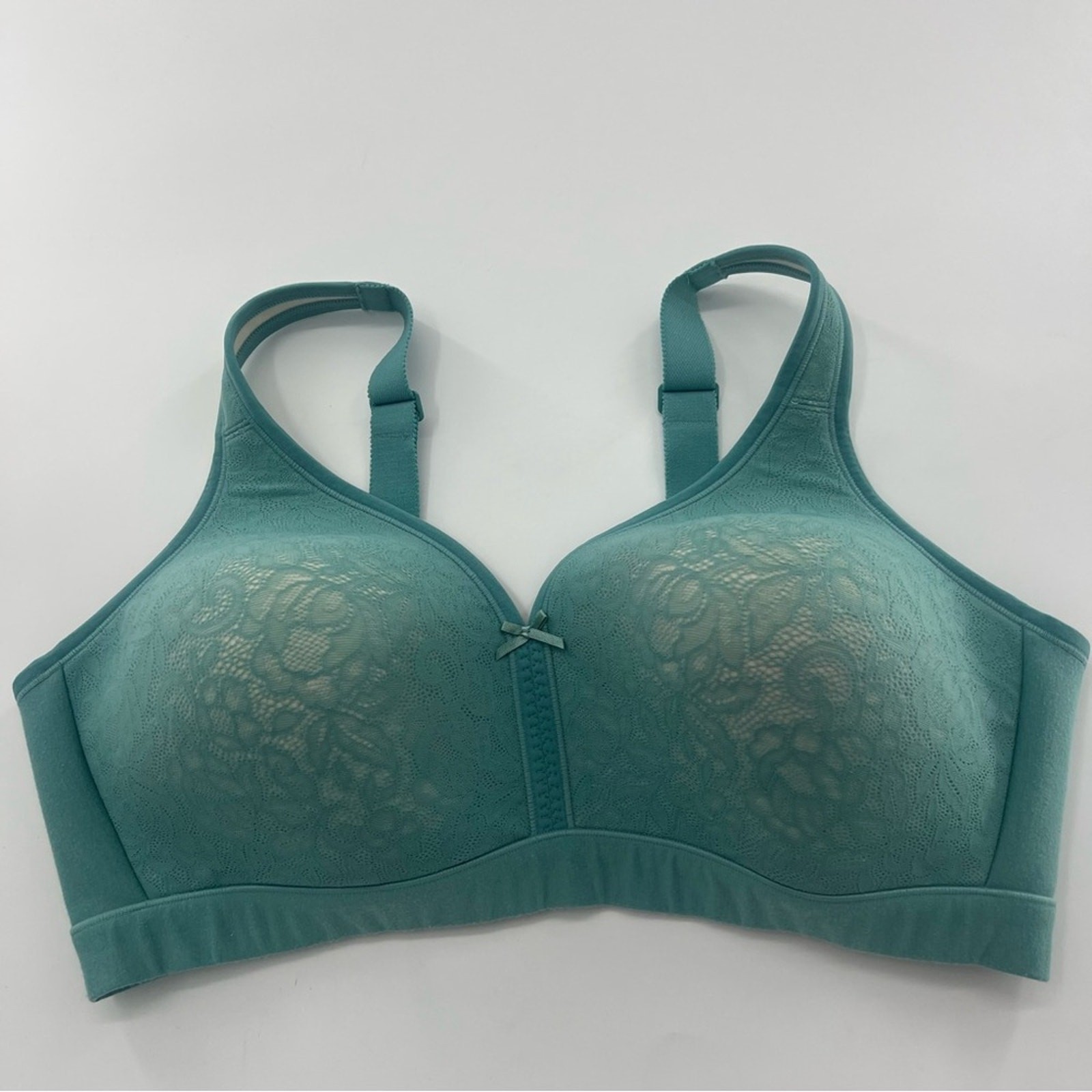 Cacique Blue Lightly Lined No Wire Lace Bra Plus Size - Gem