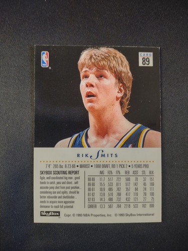 1993-94 SkyBox Premium #89 Rik Smits Indiana Pacers NBA Basketball Card ...