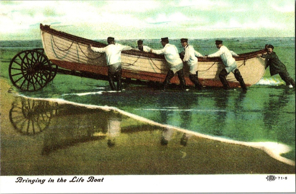 USLSS US Life Saving Service Bringing in the Life Boat Crew Keeper ...