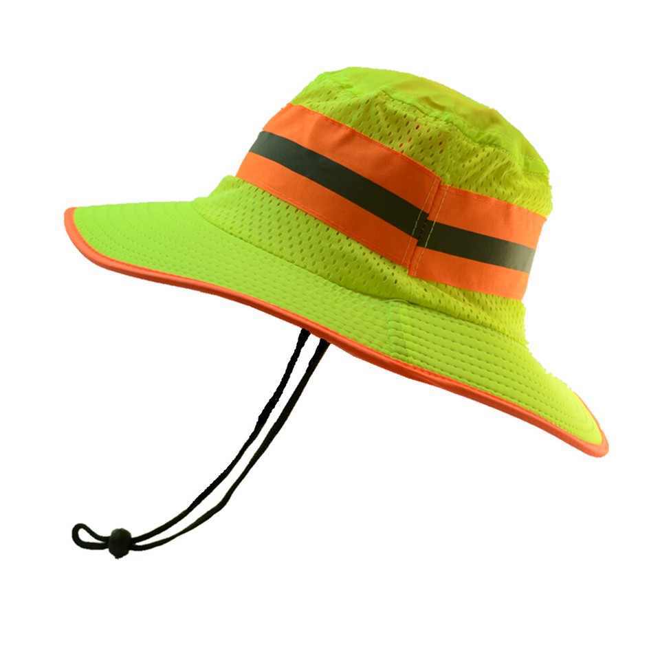 Hi Vis Reflective Sun Safety Working Neck Flap Boonie Hats Ventiation ...
