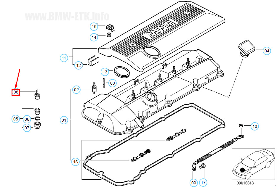 NEW BMW 5 E34 CAP NUT VALVE COVER 11121738608 1738608 ORIGINAL 11-12-1 ...