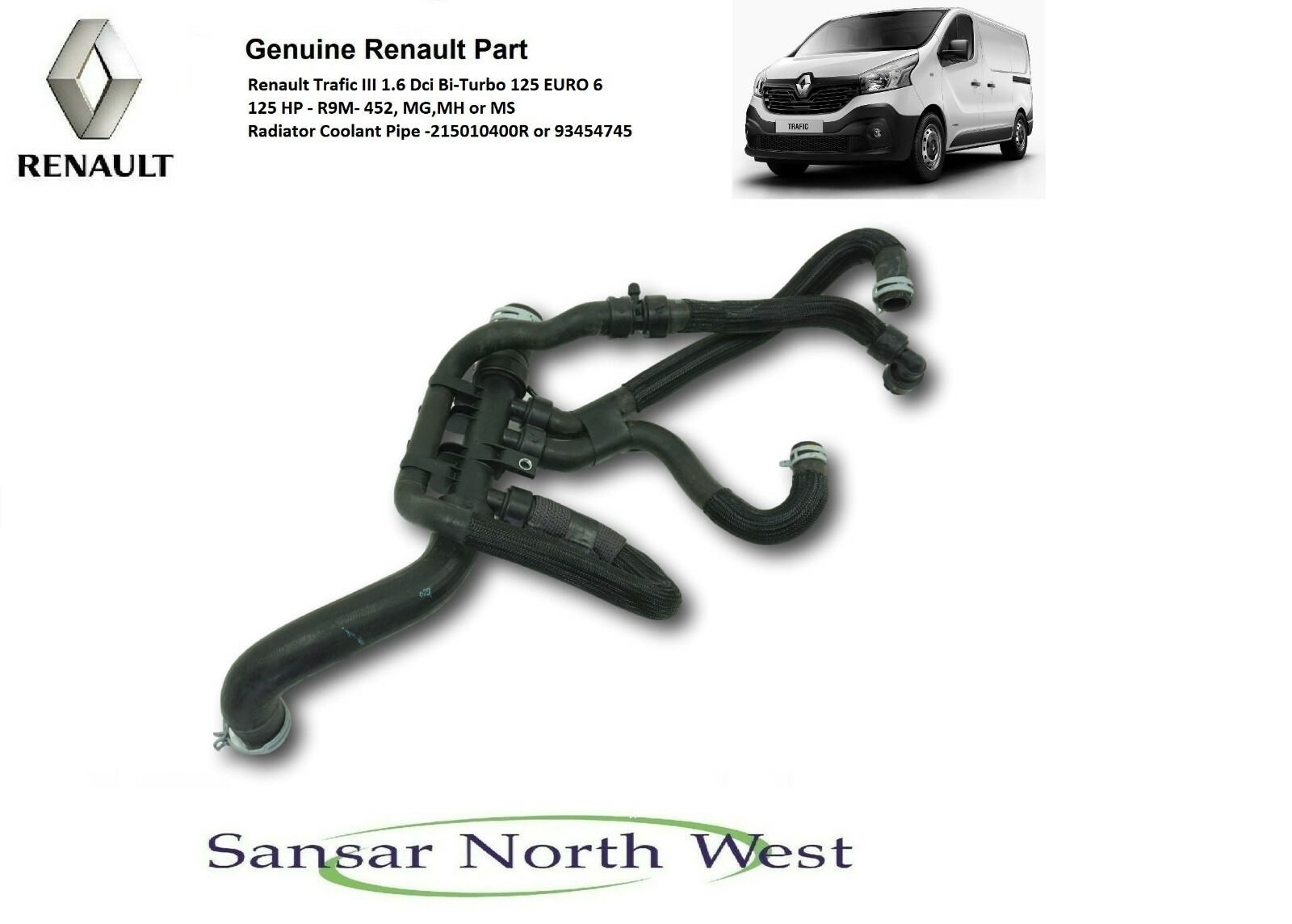 Genuine Renaut Trafic 1.6 Bi-Turbo Euro 6 Coolant Pipe Radiator Water ...