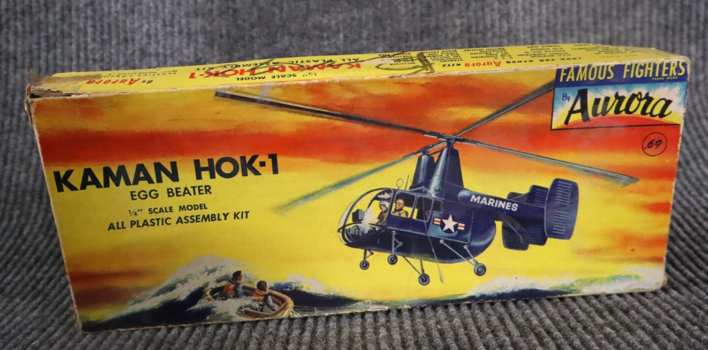 Vintage Aurora Famous Fighters Kaman HOK-1 Helicopter Model Kit - BOX ...