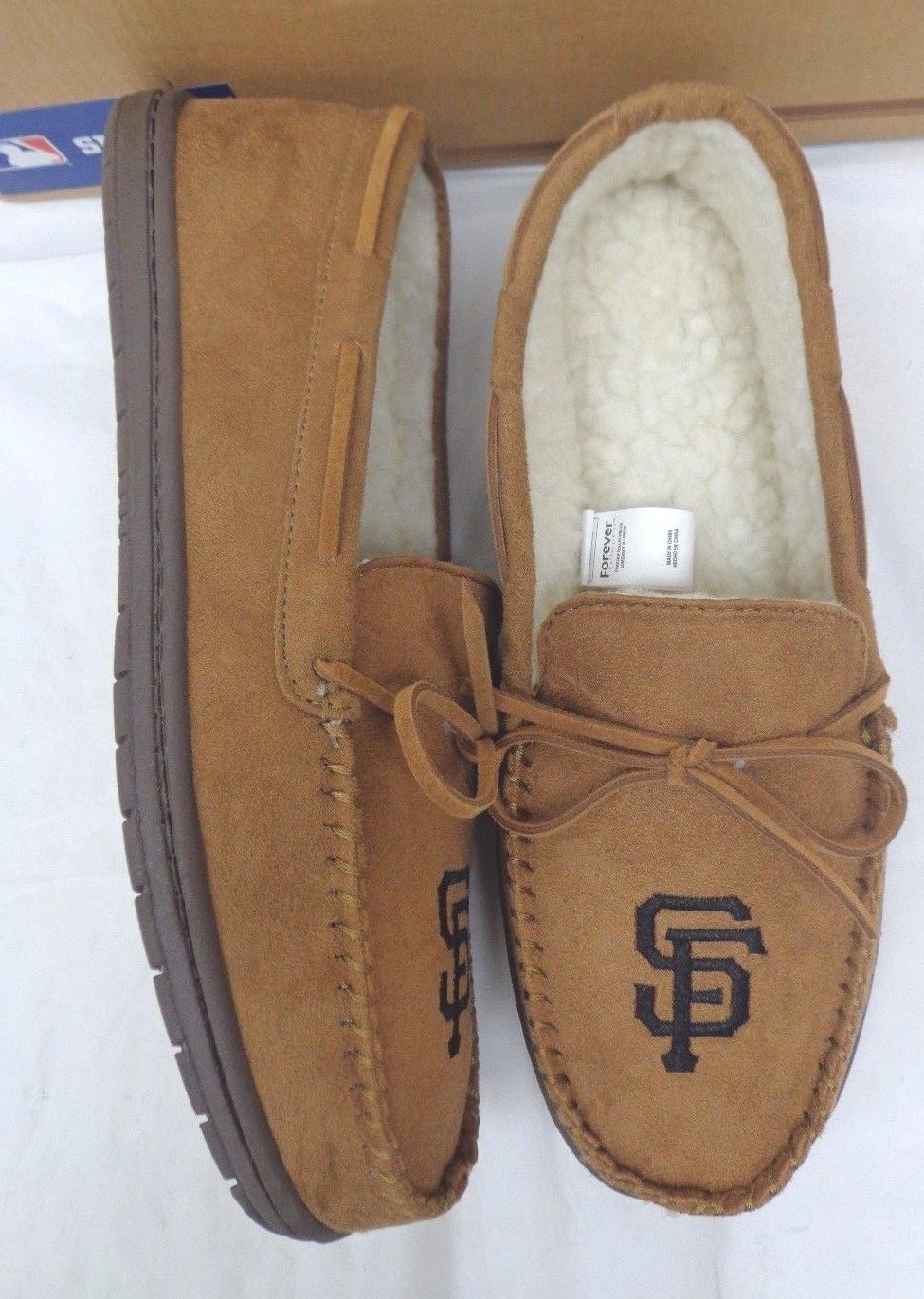 MLB Men's Tan Moccasin Slippers with Hard Rubber Sole | eBay