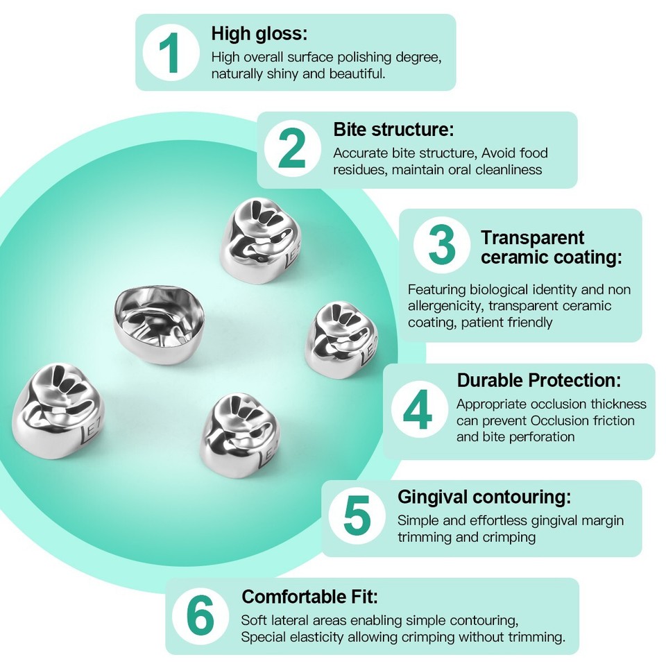 Dental Kids Crown Primary Molar Pediatric Crowns stainless steel 48 ...