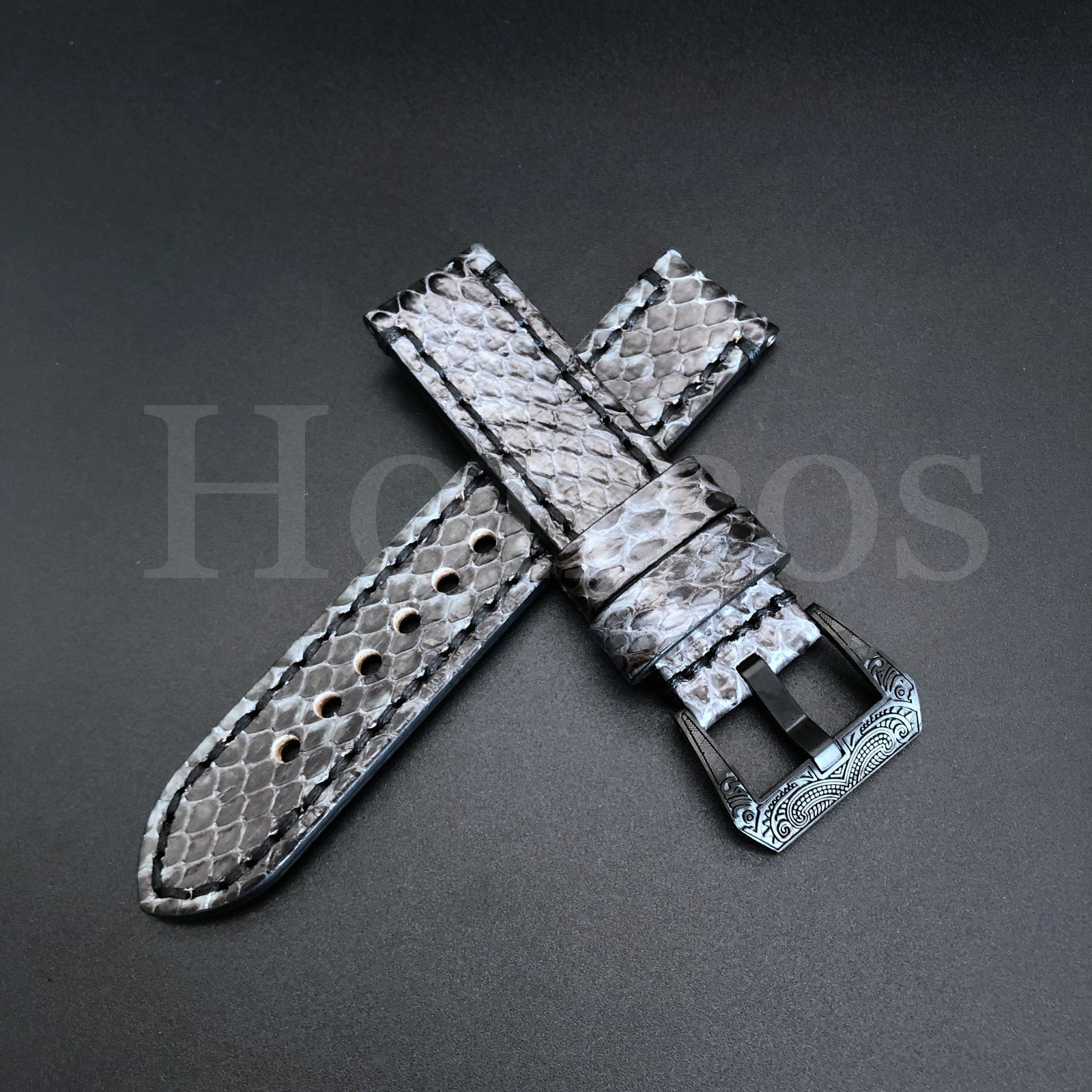 24MM D/Gray Cobra Snake Skin Strap Band Replacement Fits For Panerai ...