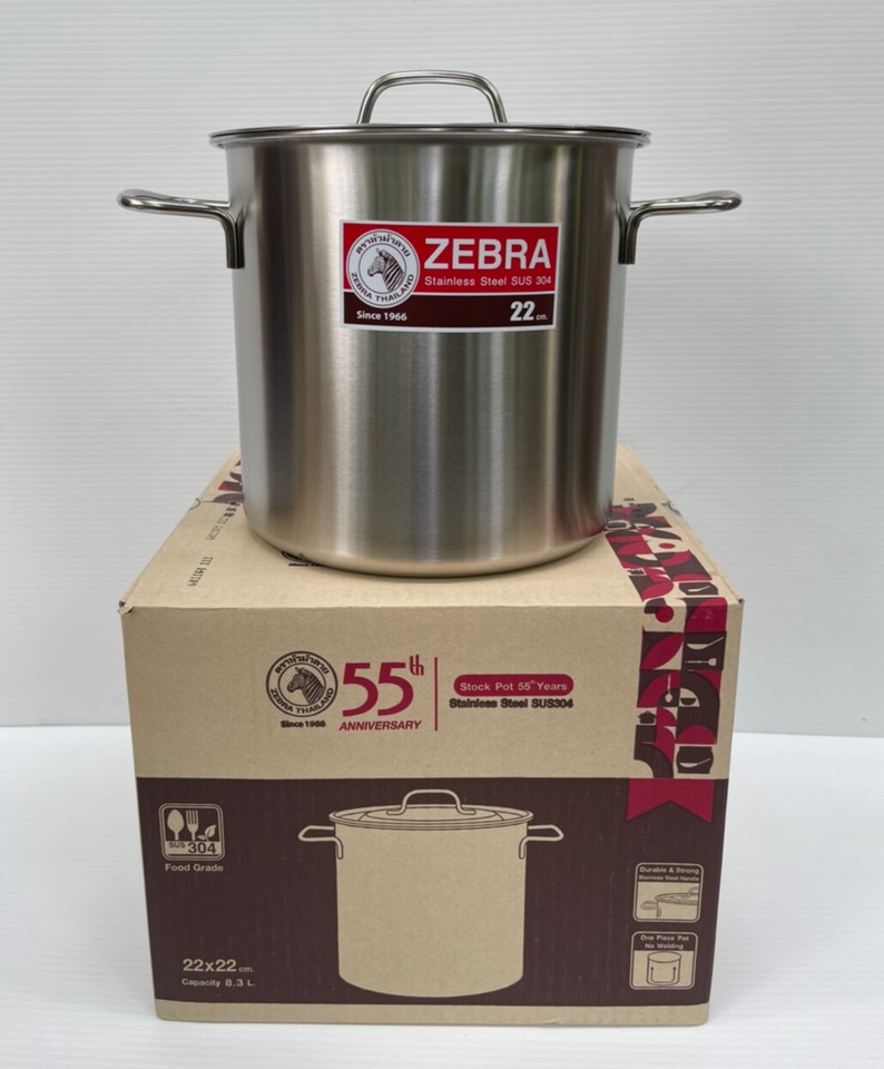 Thai Traditional Zebra Brand Stainless Steel Stockpot Stew Pot Size 22 ...
