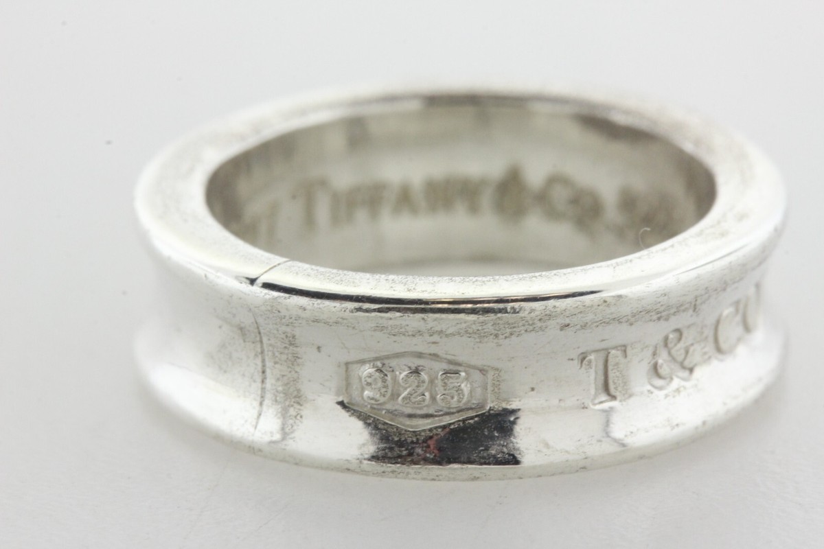 Tiffany & Co. Sterling Silver 925 1837 Thick Narrow Concave Tiffany & Co. Sterling Silver 925 1837 Thick Narrow Concave