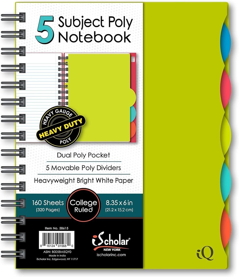 5 Subject Poly Cover Notebook with Assorted Colors – 160 Micro ...