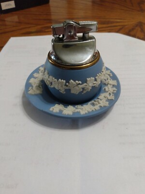 Vintage Blue Jasperware Wedgwood Lighter And Ashtray Never Used ...