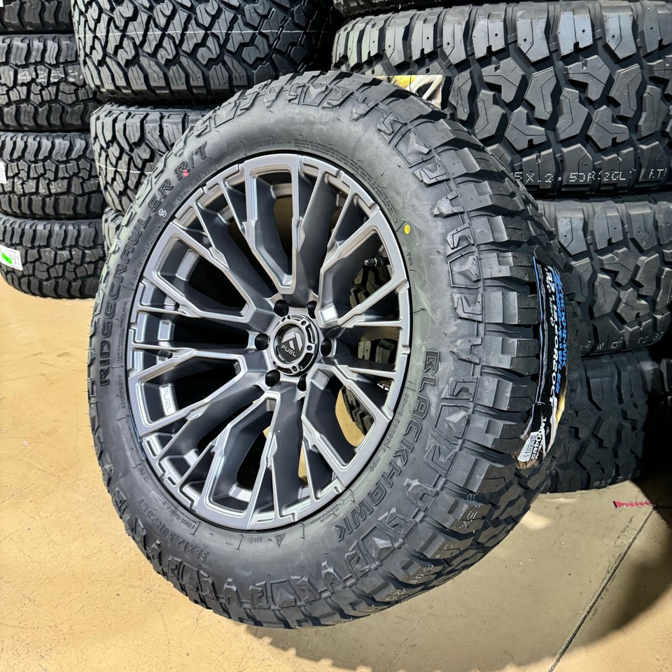 20x10 Fuel D848 Rebar Gray Wheels 35 AT RT Tires 8x170 Ford Super Duty ...