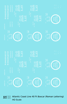 K4 HO Scale Decals Atlantic Coast Line 40 Ft Boxcar White ACL Roman ...