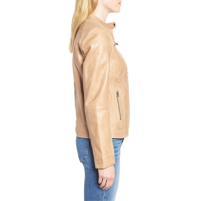 Womens 100% Pure Lambskin Leather Ivory/Cream Color Jacket Biker Party ...