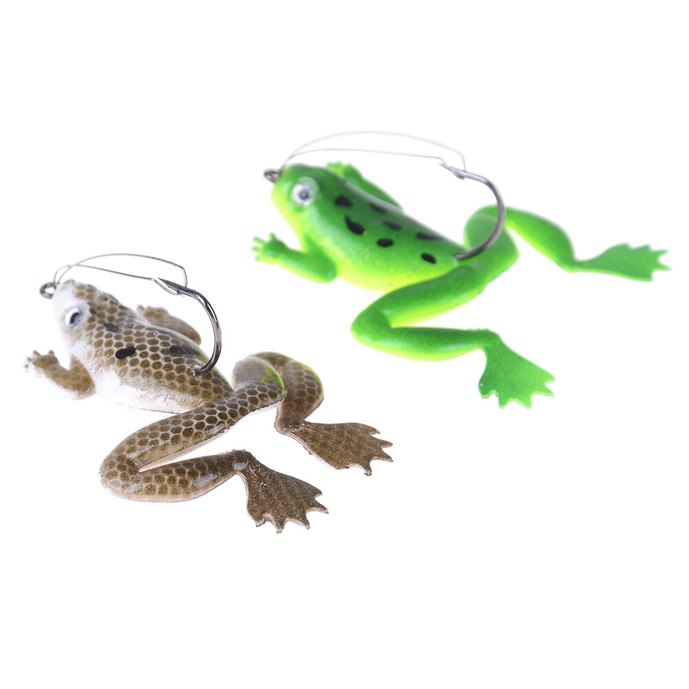 Lot 1Pcs Plastic Frog Fishing Lures ass Spinner Bait Weedless Hook ...
