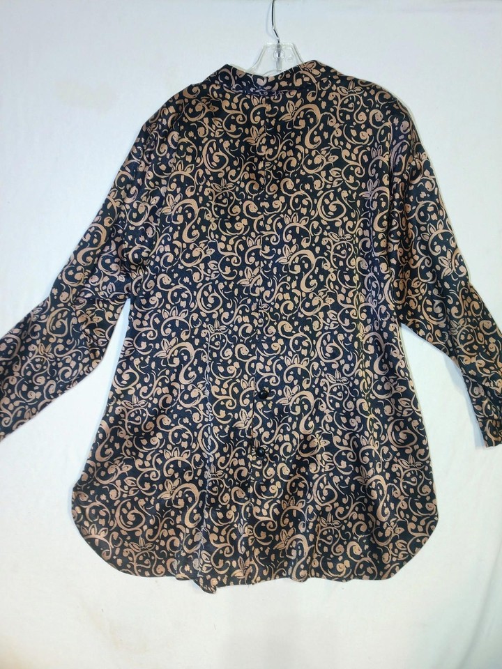 Gemini II Black & Gold Blouse Button Up Size 2X | eBay