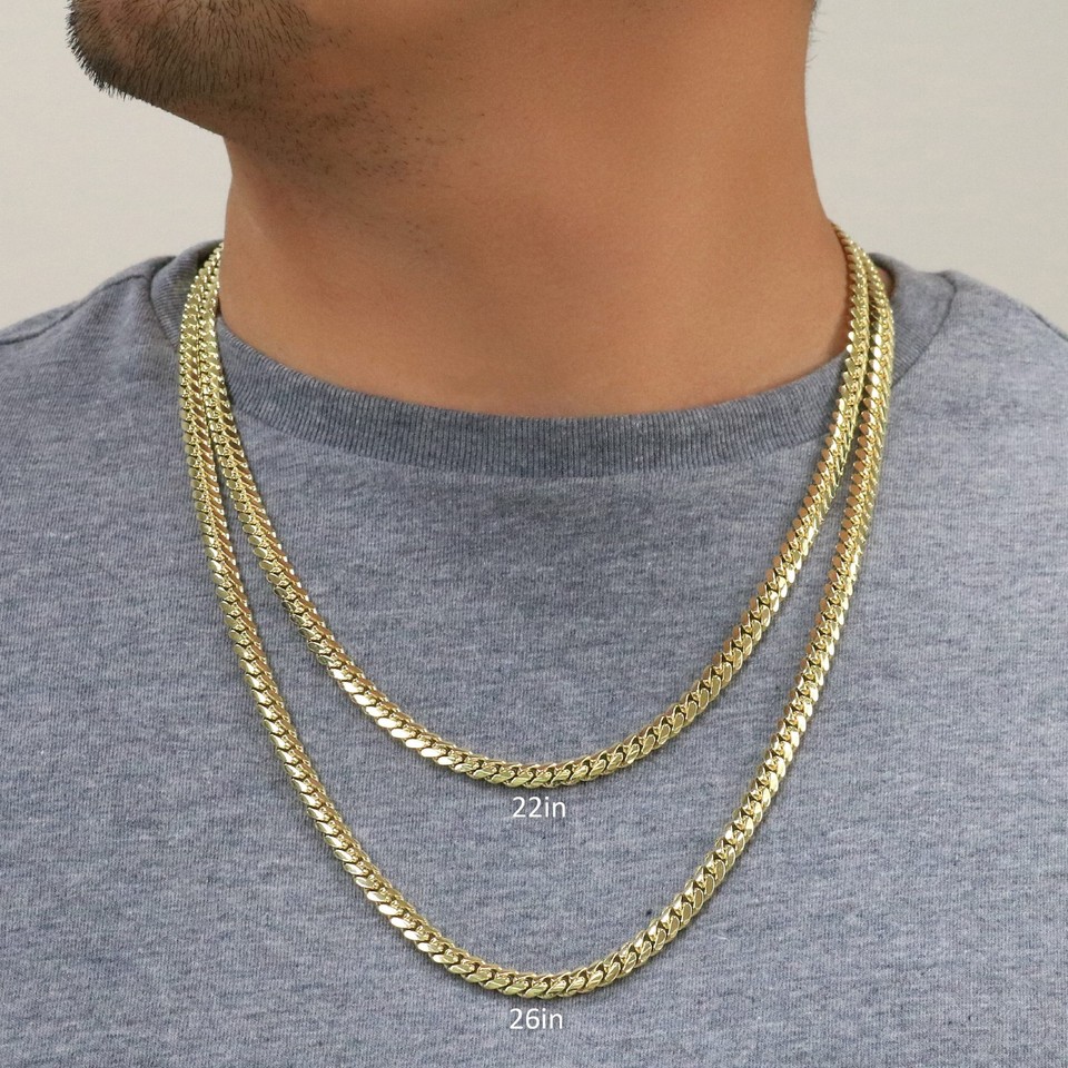 14K Yellow Gold Solid 6mm Mens Miami Cuban Link Chain Necklace Box ...